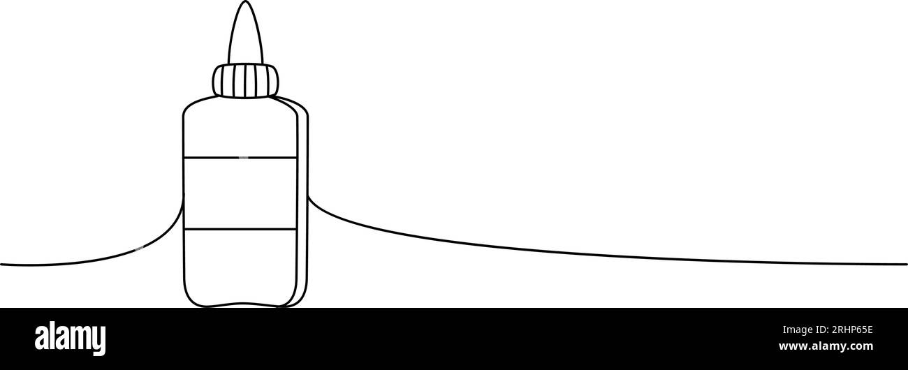 Bottle of glue, office supplies one line continuous drawing. Back to ...
