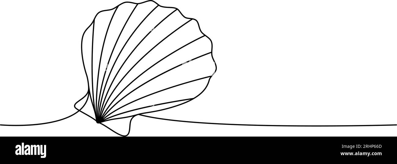 Sea shell one line continuous drawing. Tropical underwater shell ...