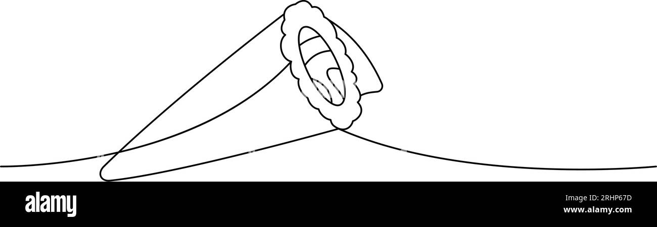 Sake hand roll, sake temaki one line continuous drawing. Japanese ...