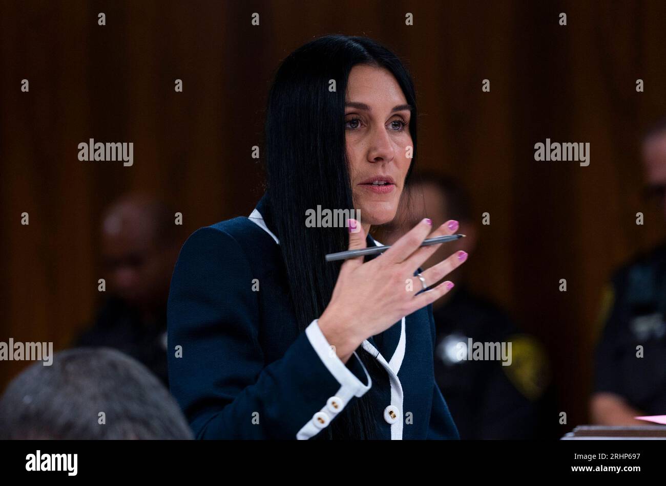 Defense attorney Paulette Michel Loftin cross examines witness forensic ...