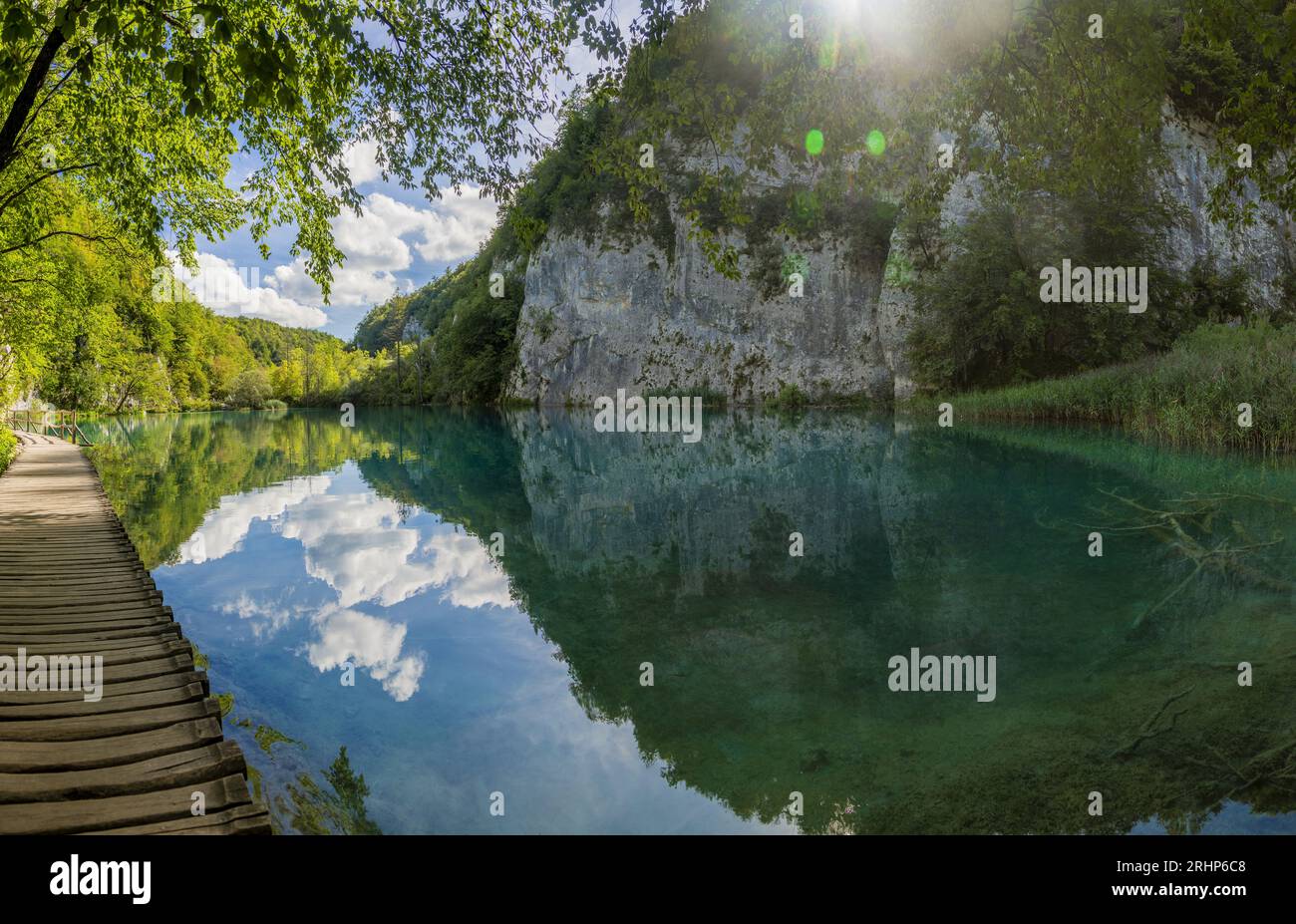 View on idyllic lake in the Plitvice lakes national park in Croatia ...