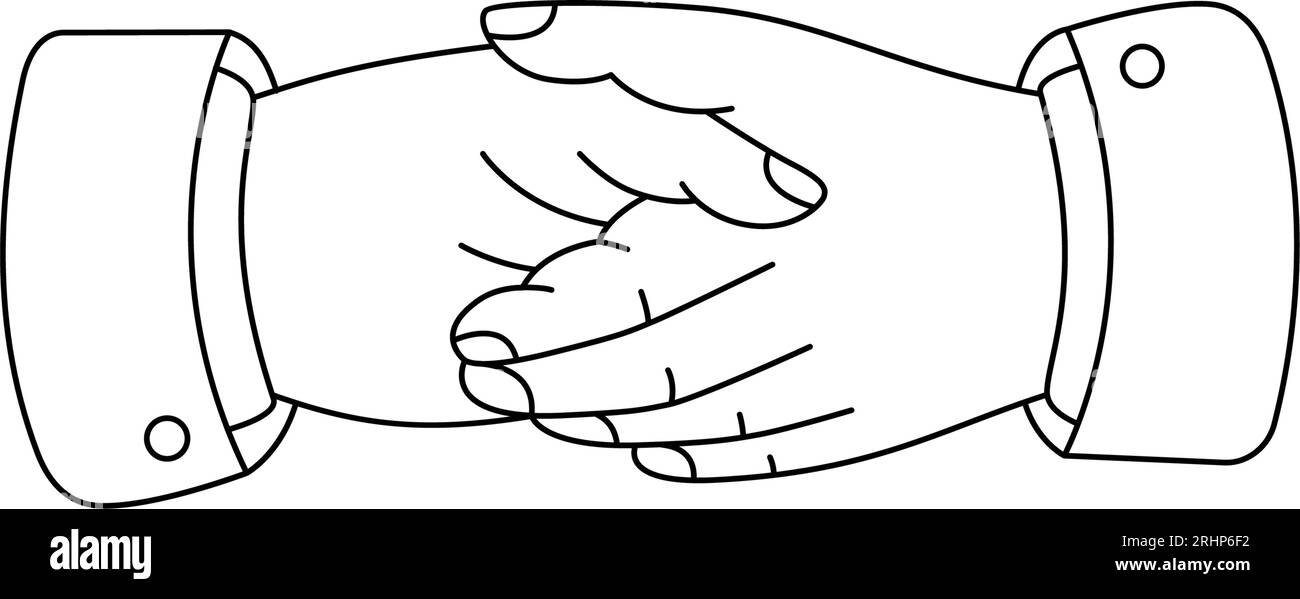 Handshake, agreement, introduction line silhouette. Vector minimalist ...
