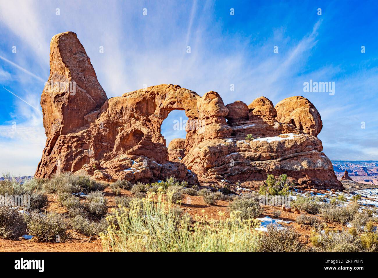 Picture of Turret Arch in the Arches National Park in Utah Stock Photo ...