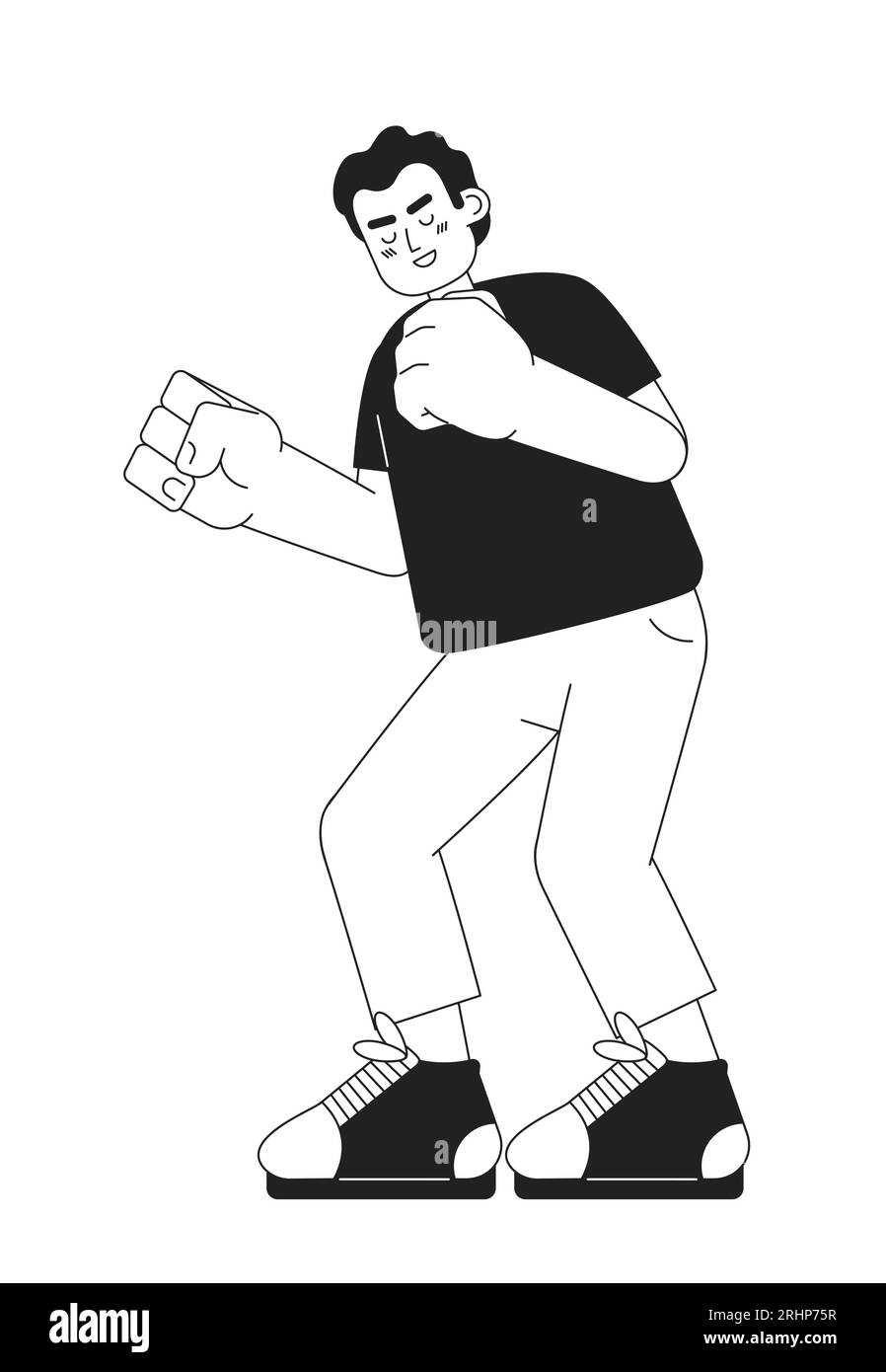 Excited Man Clenching Fists Monochromatic Flat Vector Character Stock Vector Image And Art Alamy