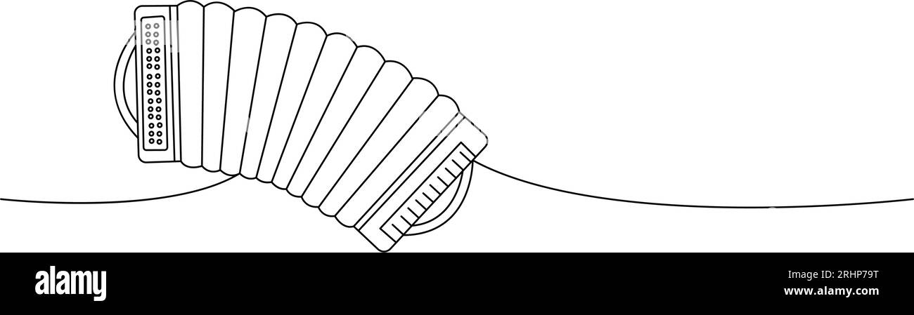 Accordion one line continuous drawing. Musical instruments continuous ...