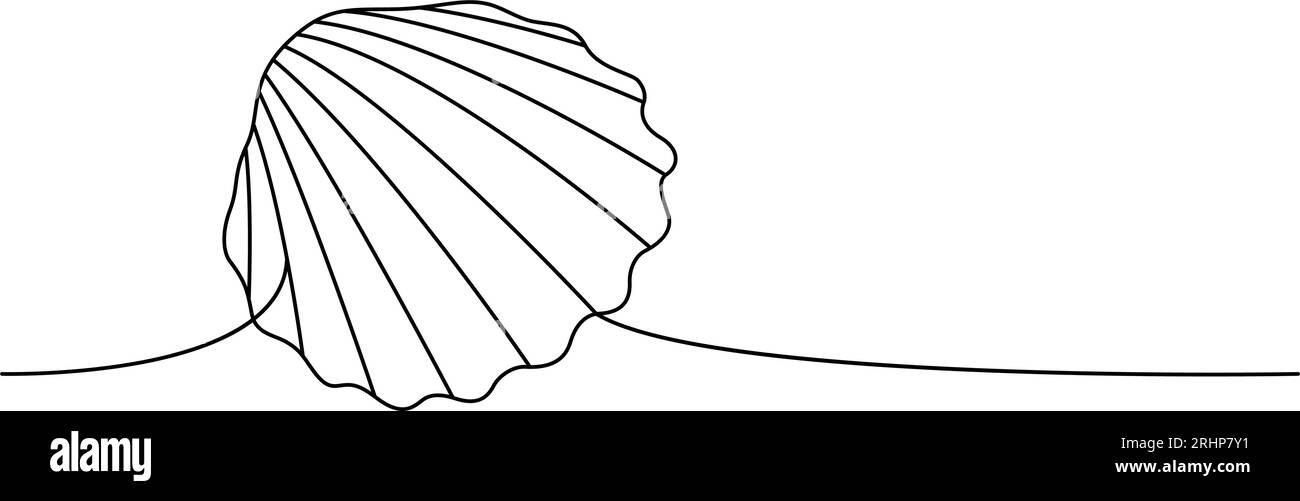 Underwater shell one line continuous drawing. Tropical underwater shell ...