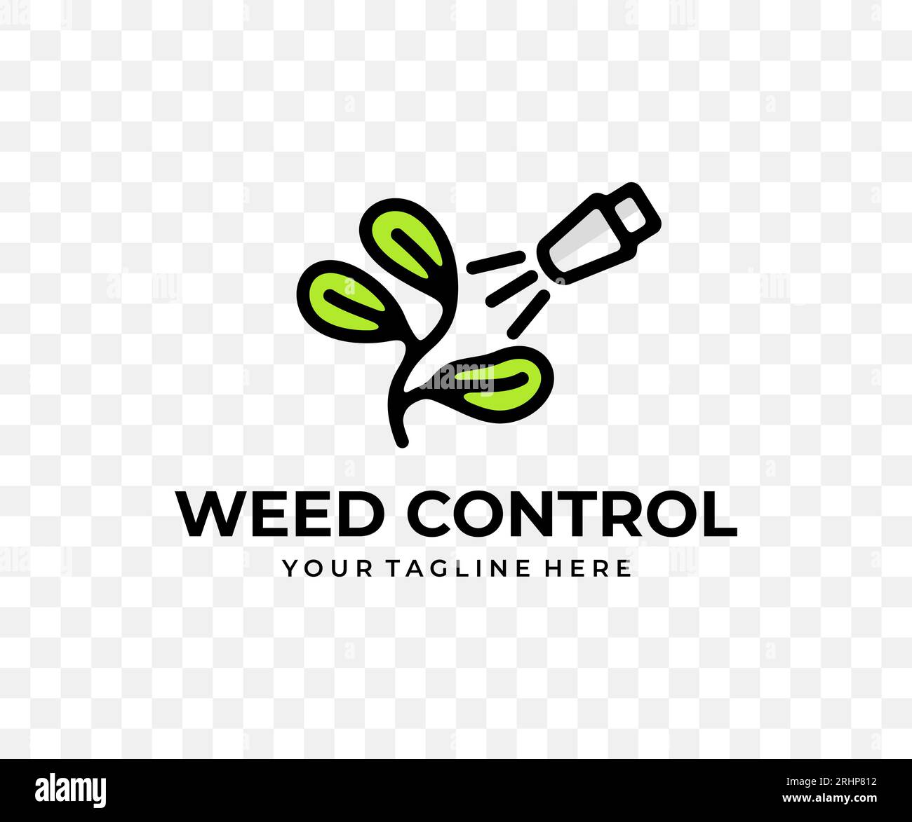Weed control, spraying weeds pesticide, sprayer, colored graphic design ...