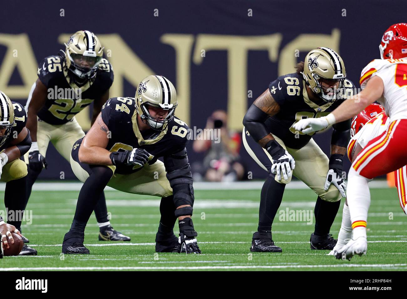 New Orleans Saints offensive tackle Nick Saldiveri (64) during an NFL ...