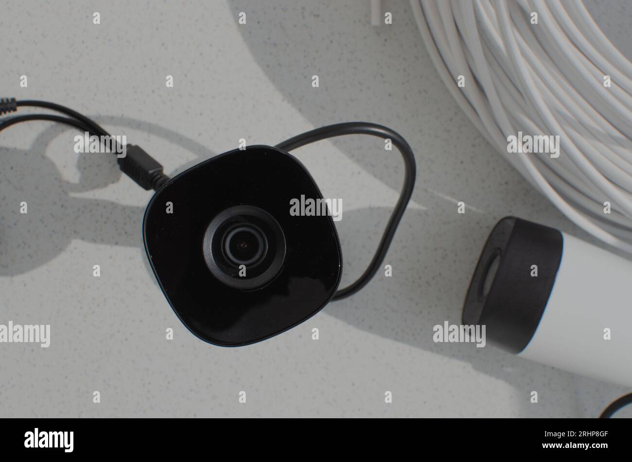 Wire reel close-up security camera, monitoring spaces accurately and ...
