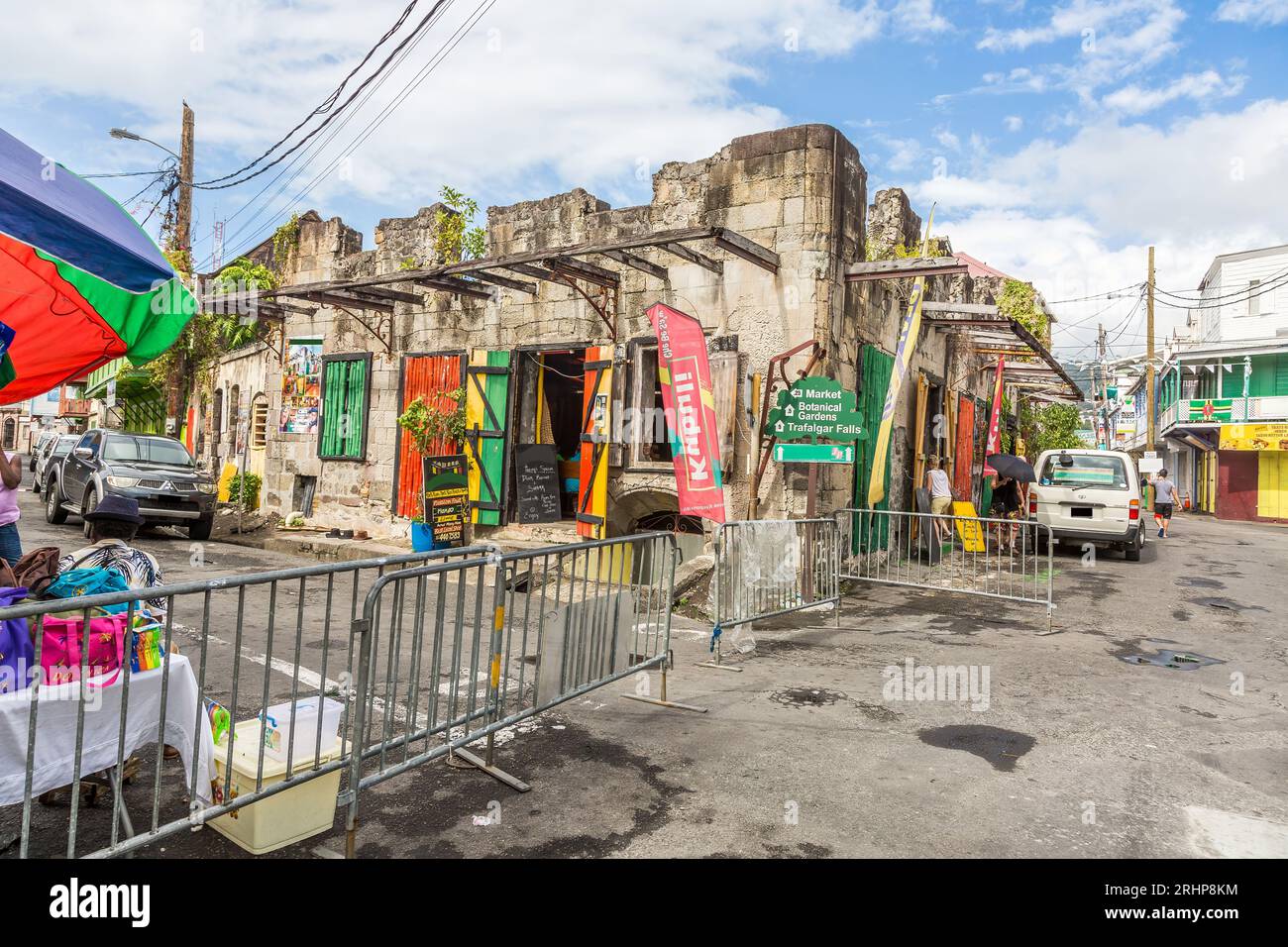 Street scene of the village Roseau on Dominica island Stock Photo - Alamy