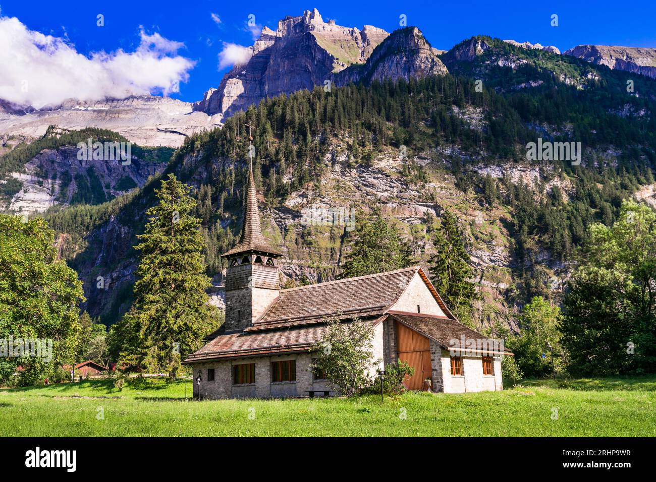 Village church swiss alps switzerland hi-res stock photography and ...