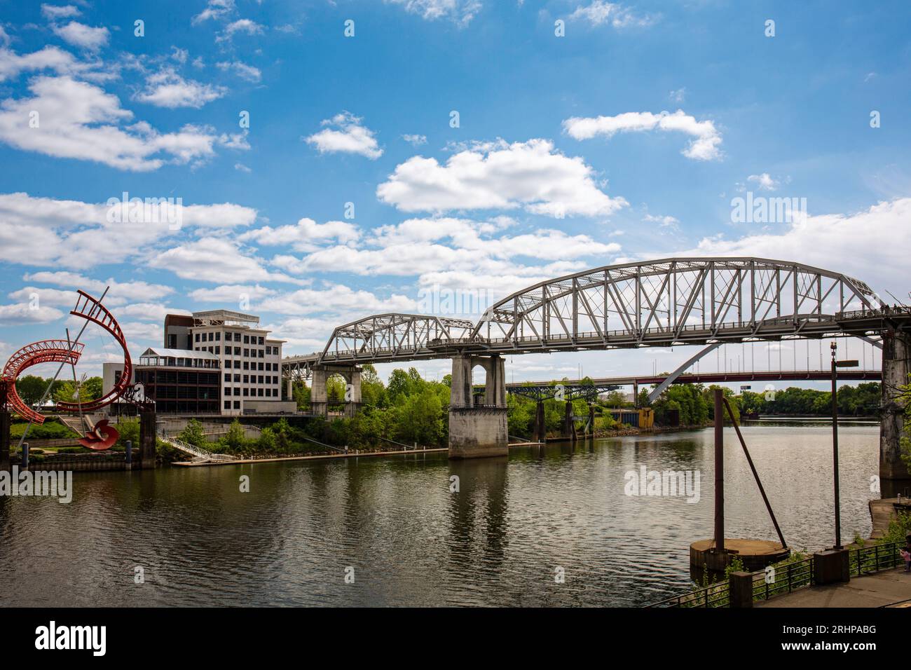 John Seigenthaler pedestrian bridge and Ghost Ballet statue from ...