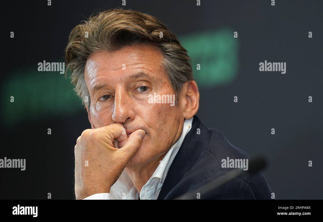President of World Athletics Sebastian Coe during a press conference ...