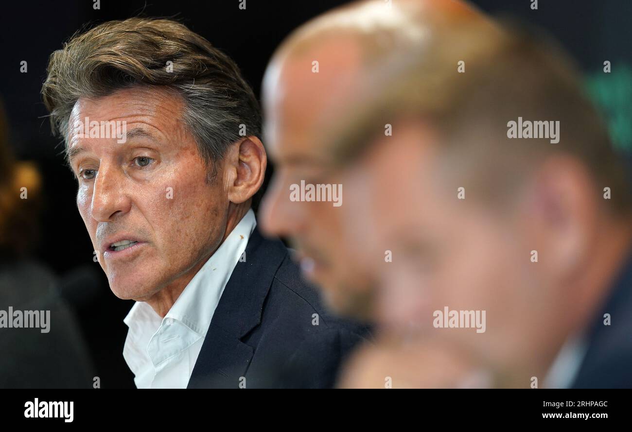 President of World Athletics Sebastian Coe during a press conference ...