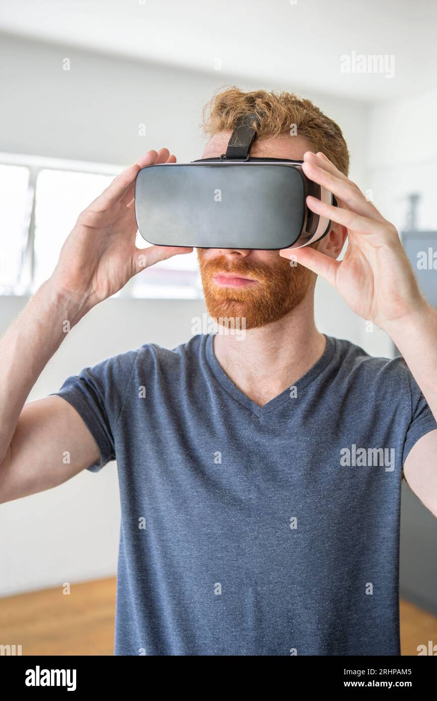 Man with VR glasses Stock Photo - Alamy