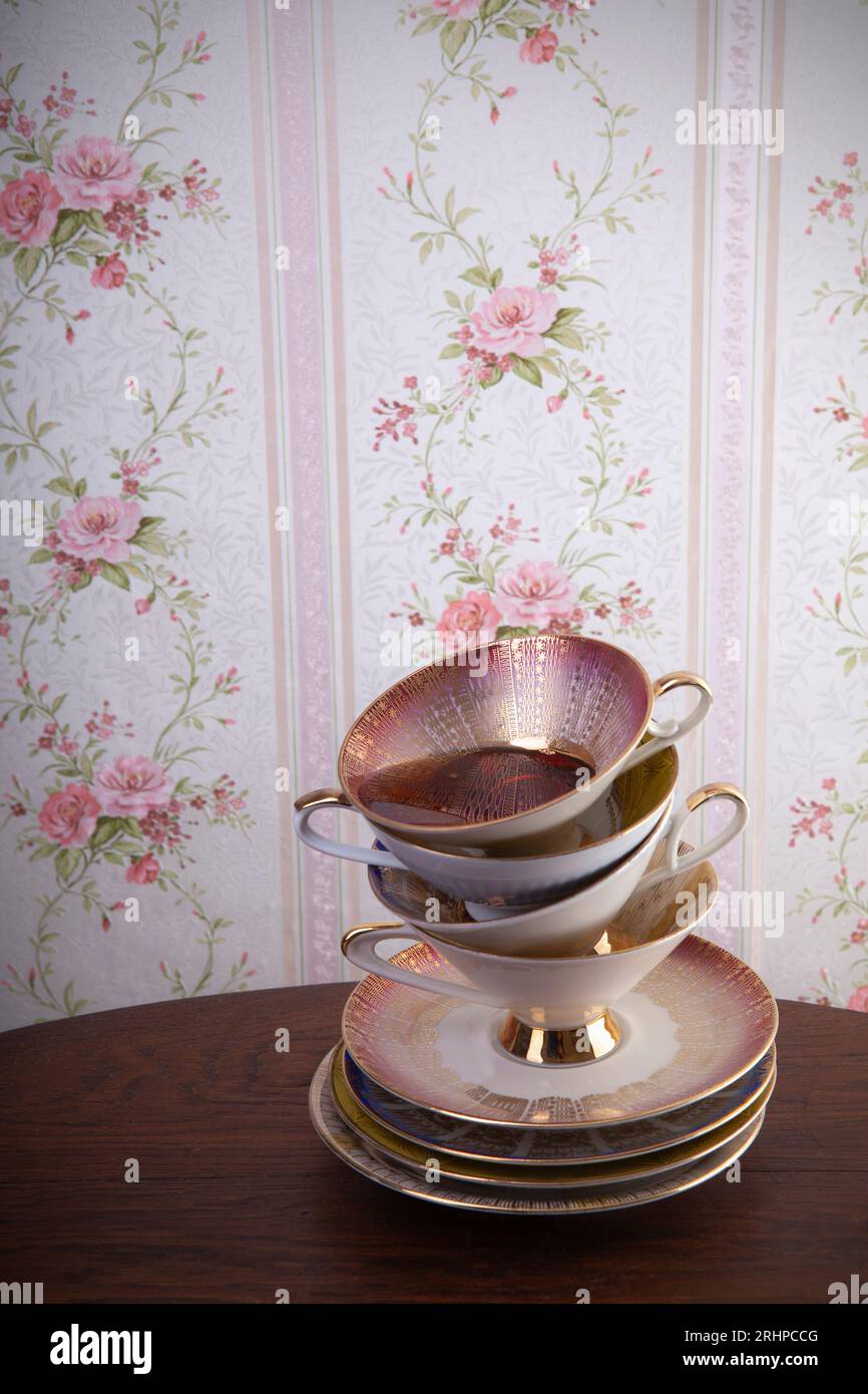 Stacked tea cups Stock Photo - Alamy