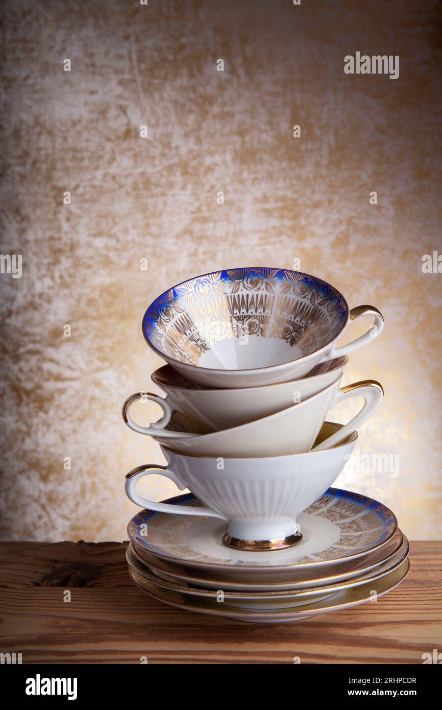 Vintage teacups stack hi-res stock photography and images - Alamy