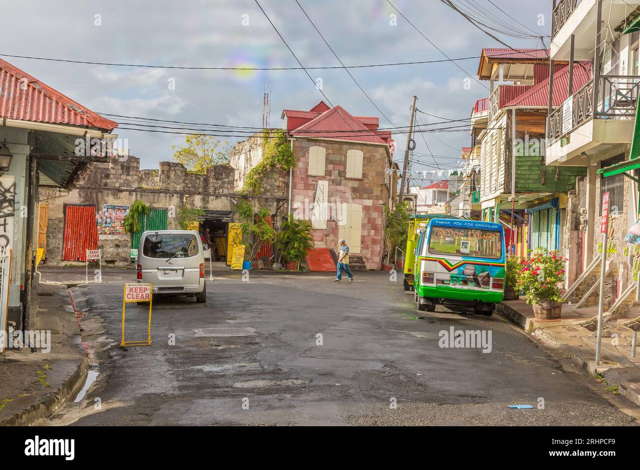 Street scene from the city of Roseau on Dominica island Stock Photo - Alamy