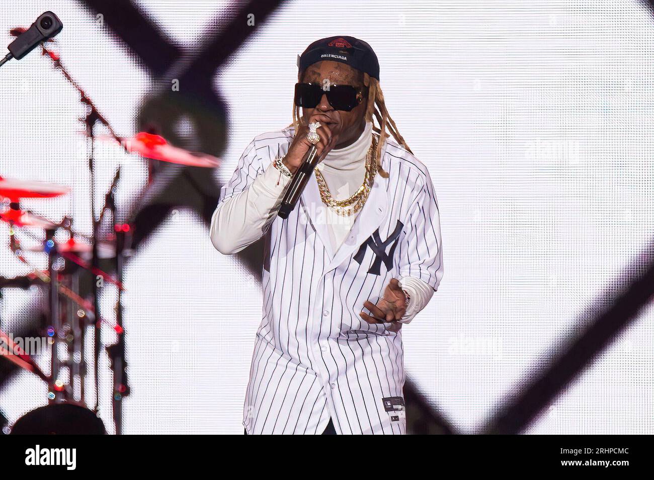 Rapper Lil Wayne performs at Hip-Hop 50 Live, celebrating 50 years of hip-hop on Friday, Aug. 11 ...