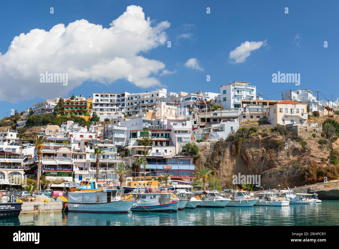 Fishing boats in the port of Agia Galini, Crete, Greece Stock Photo - Alamy
