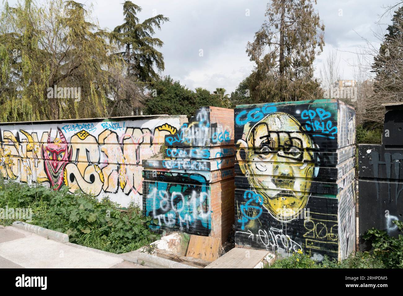 Spain, Andalusia, Granada, big street art gallery at park Federico ...