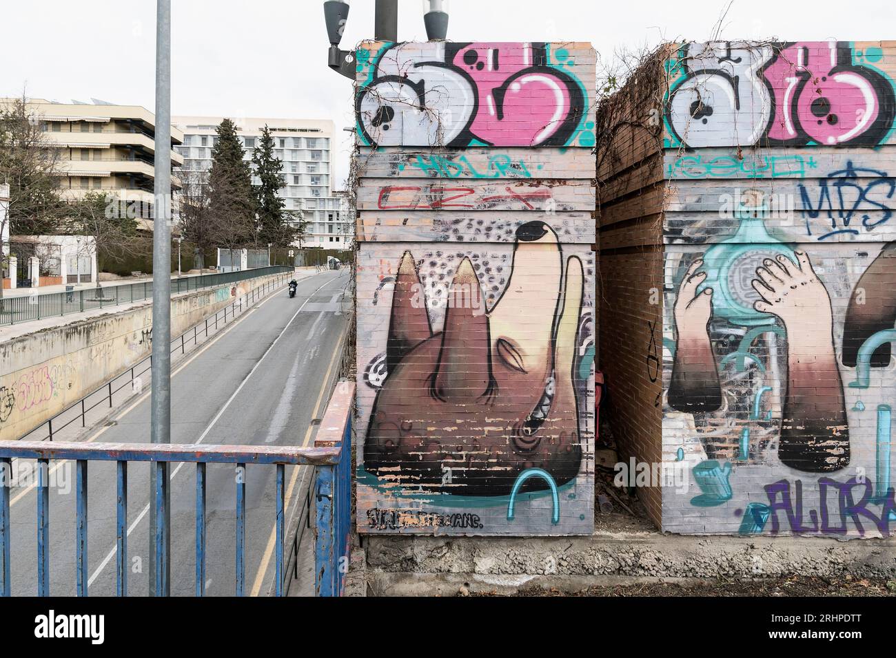 Spain, Andalusia, Granada, big street art gallery at park Federico ...