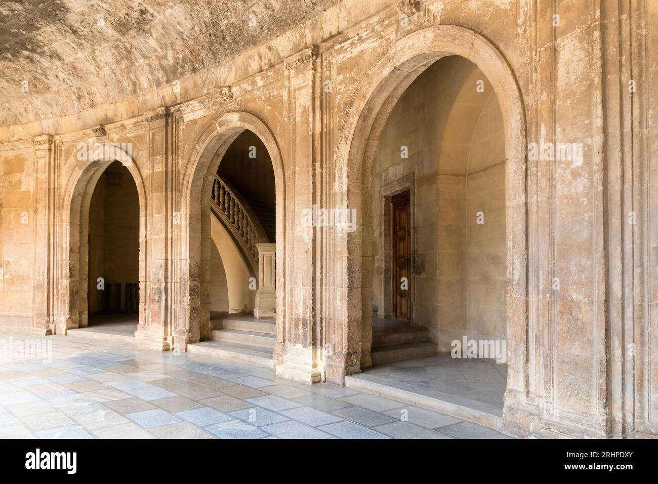 Spain, Andalusia, Granada, Alhambra, Palacio de Carlos V, courtyard ...