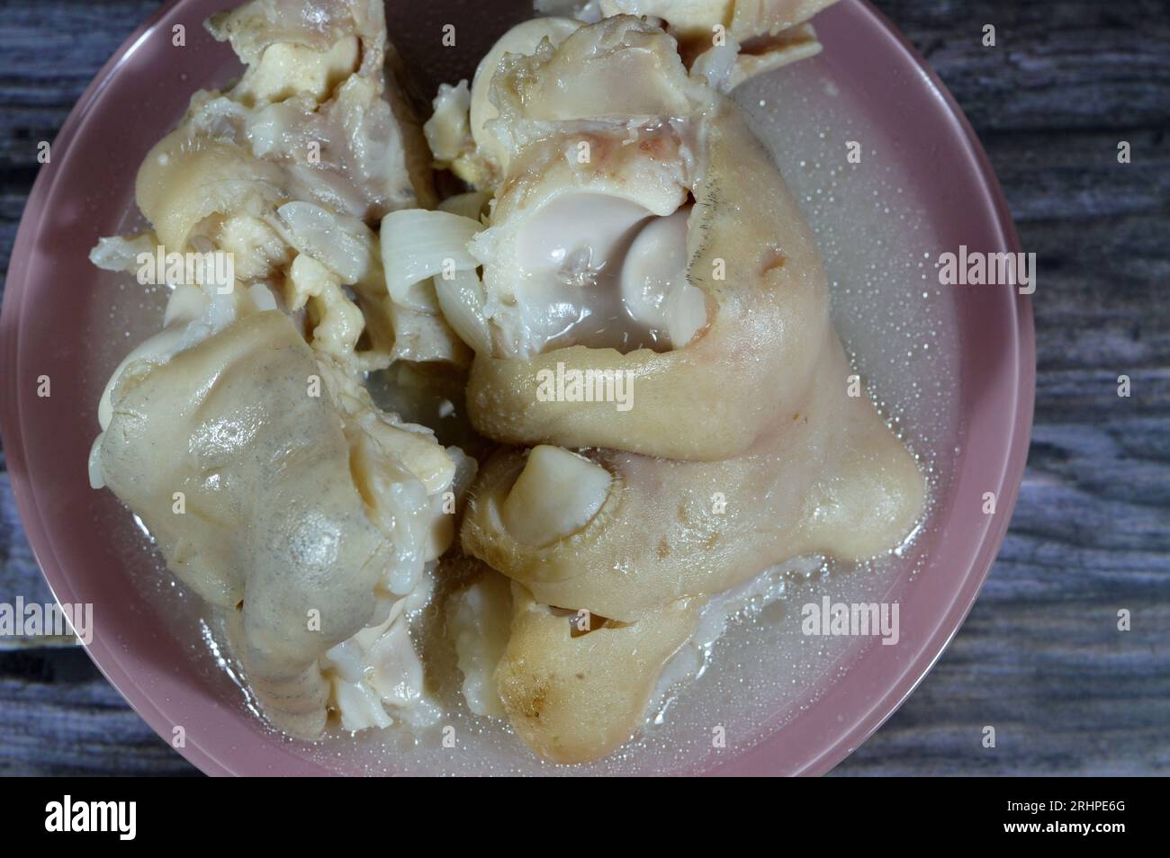 Arabic Egyptian cuisine of kawareh trotters with its traditional soup ...