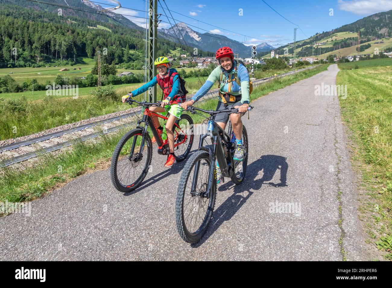 Italy, South Tyrol, San Candido / Innichen, cycle path along the Drava ...