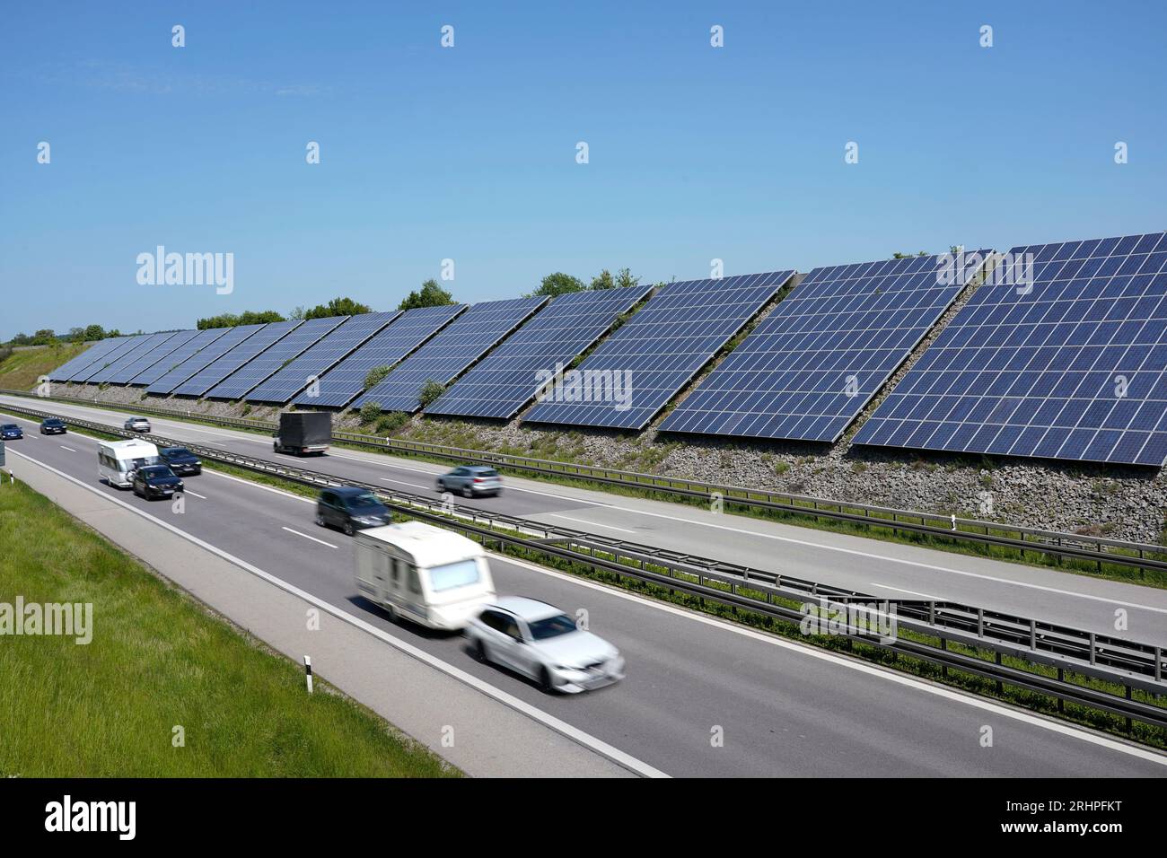 Germany, Bavaria, Upper Bavaria, Altötting district, A94, photovoltaic ...