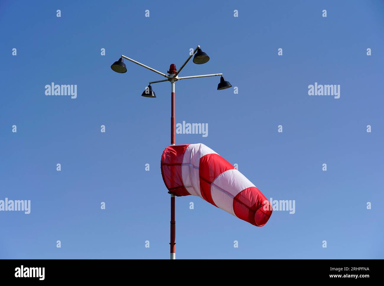 Germany, Bavaria, Upper Bavaria, Altötting, helipad, red and white ...