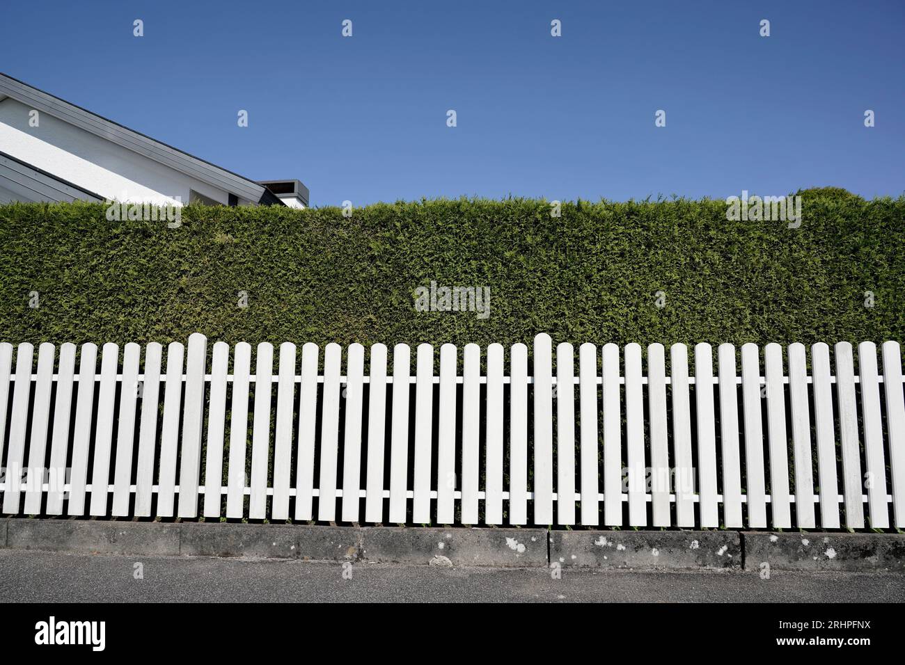 Germany, Bavaria, Upper Bavaria, Altötting district, high garden fence ...