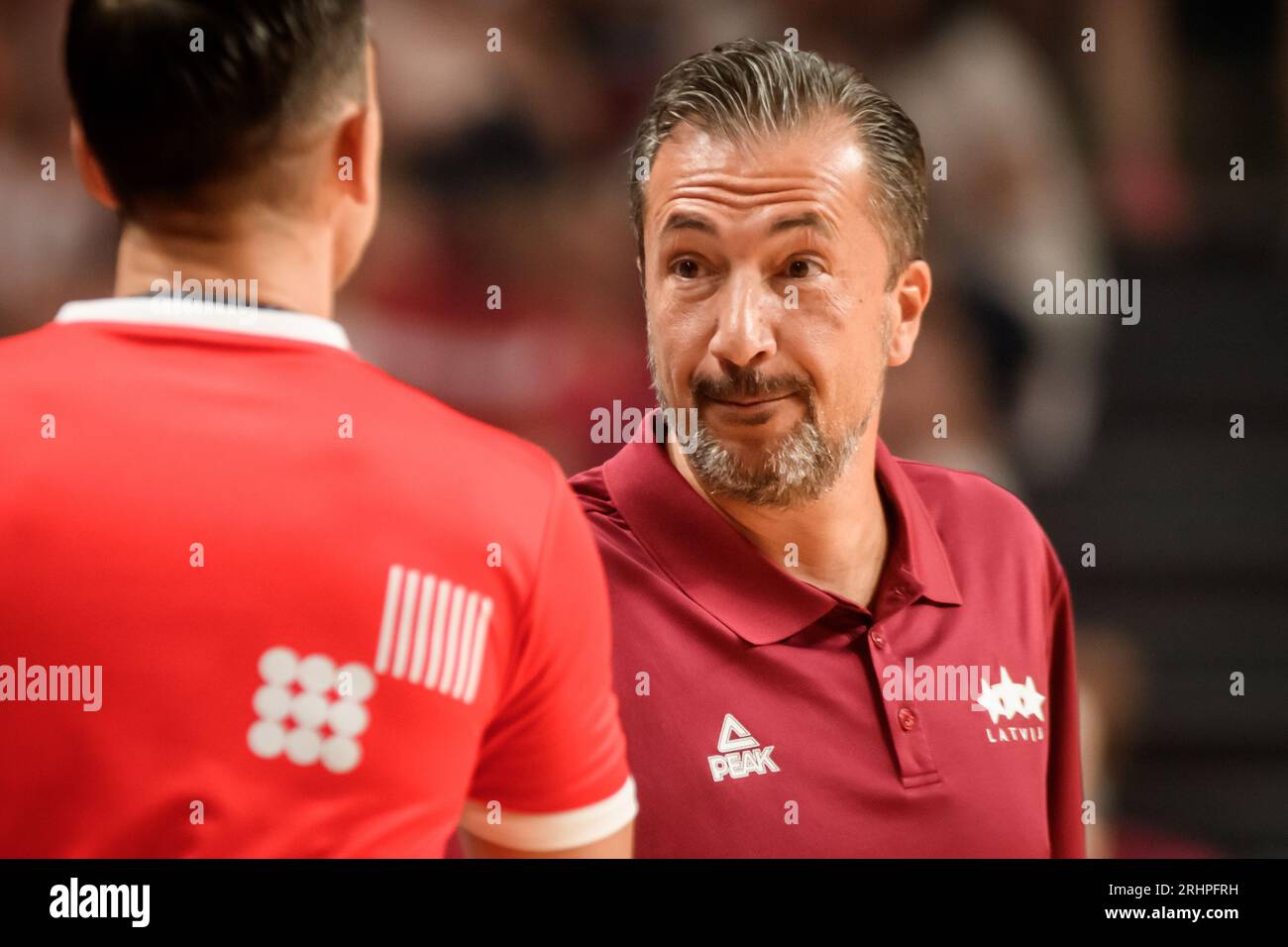 RIGA, LATVIA. 16th August 2023. Luca Banchi ,head coach of team Latvia ...