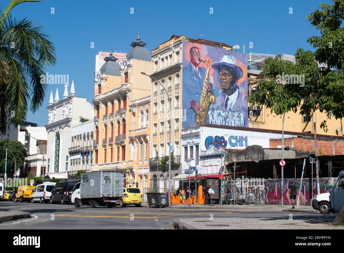Rio de Janeiro, Brazil: daily life and skyline of Lapa district, old ...