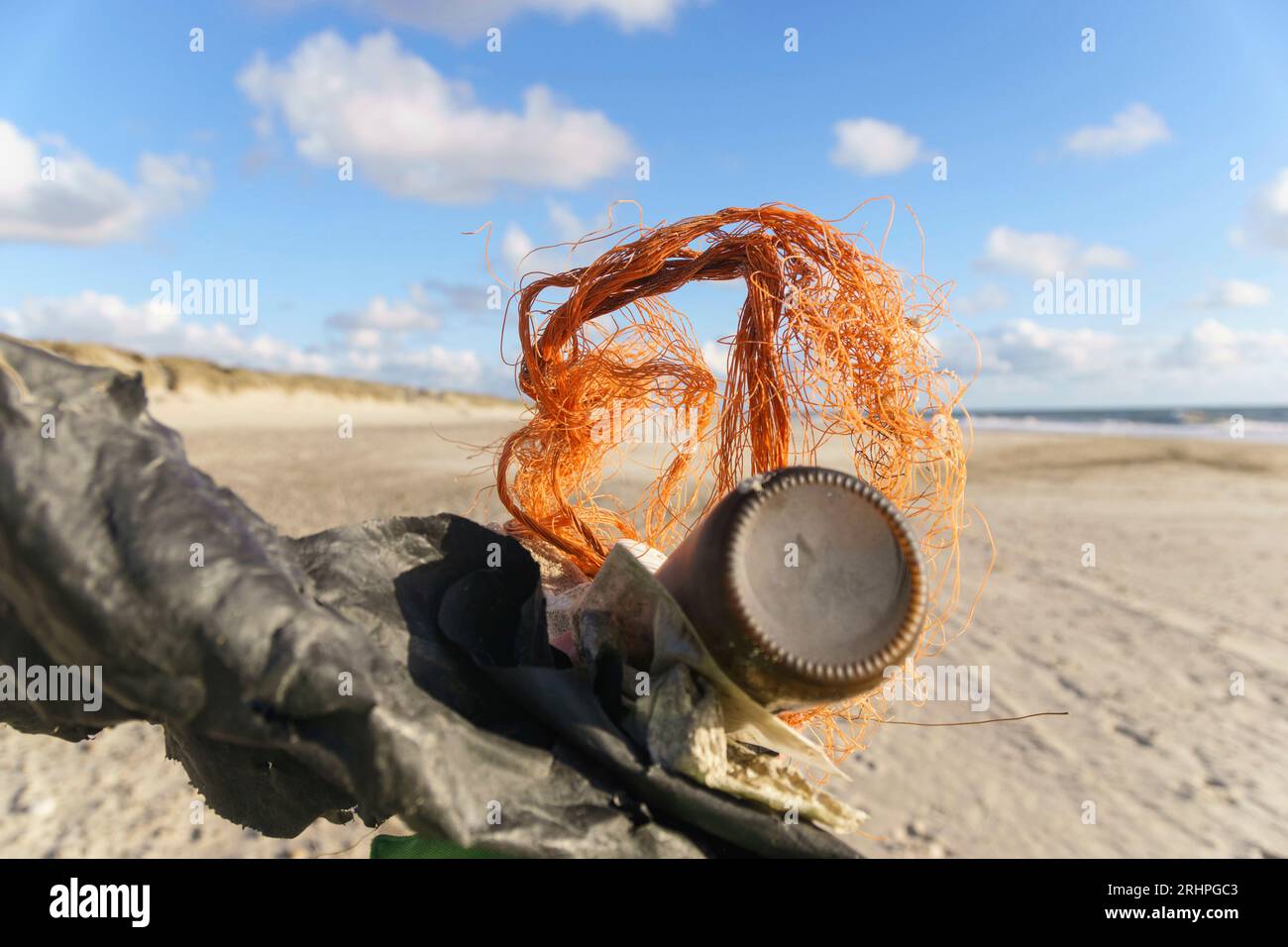 Picked up garbage on Bjerregard beach Stock Photo - Alamy