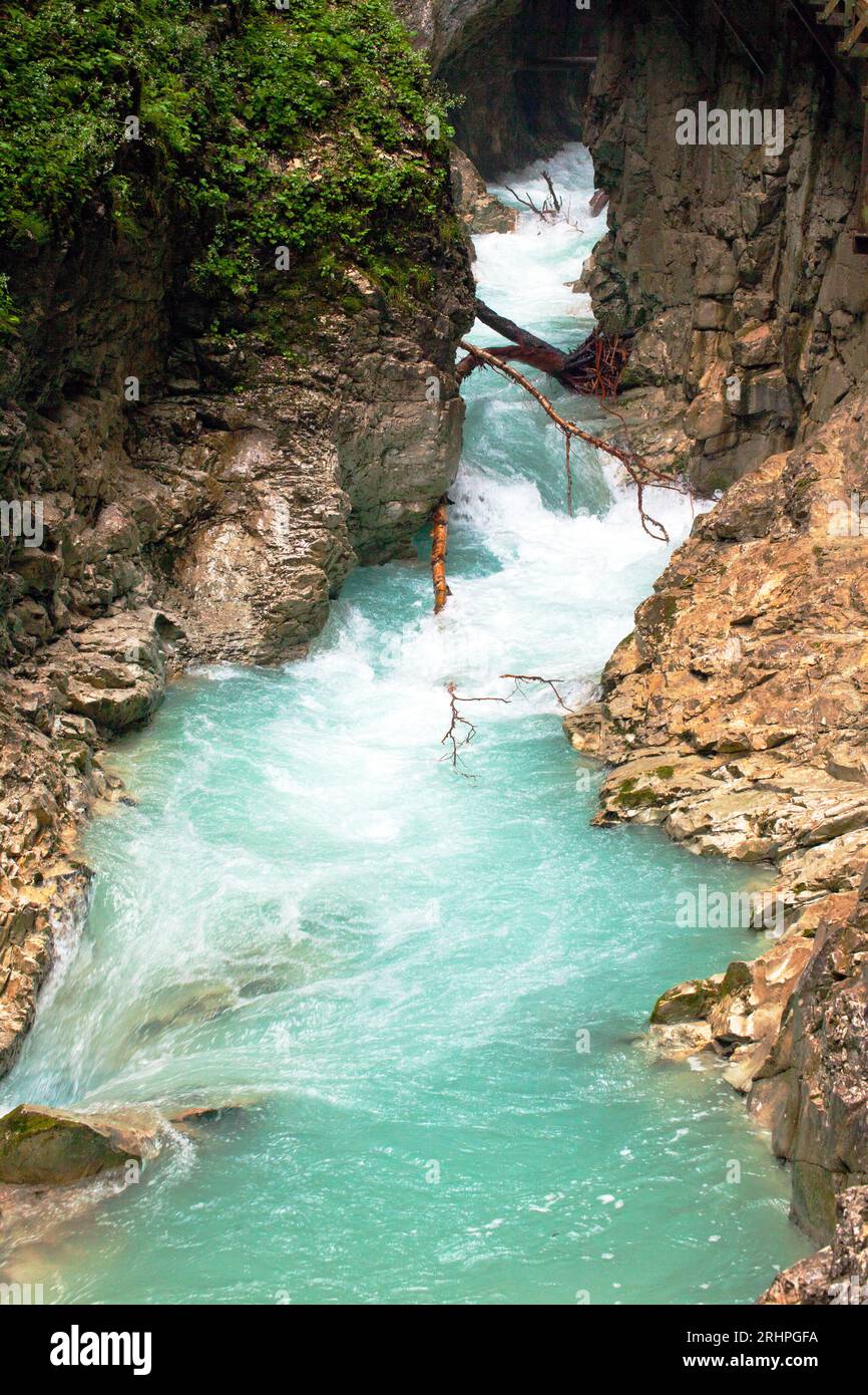 The waterfall trail, in the accessible lower part of the Leutascher ...