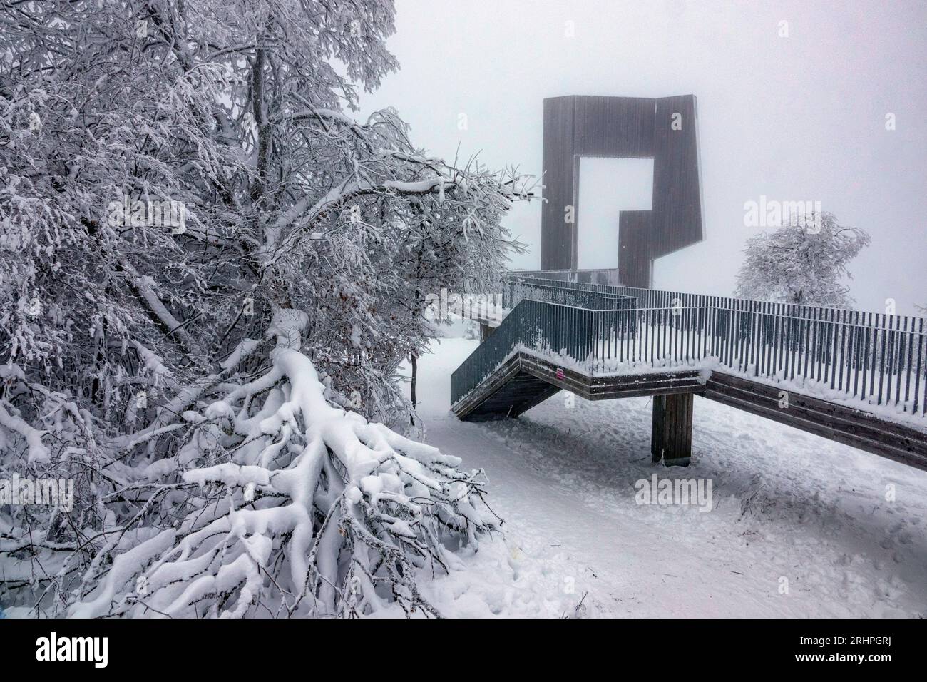 Sculpture Windklang, winter on the Erbeskopf (816 m), highest point of ...