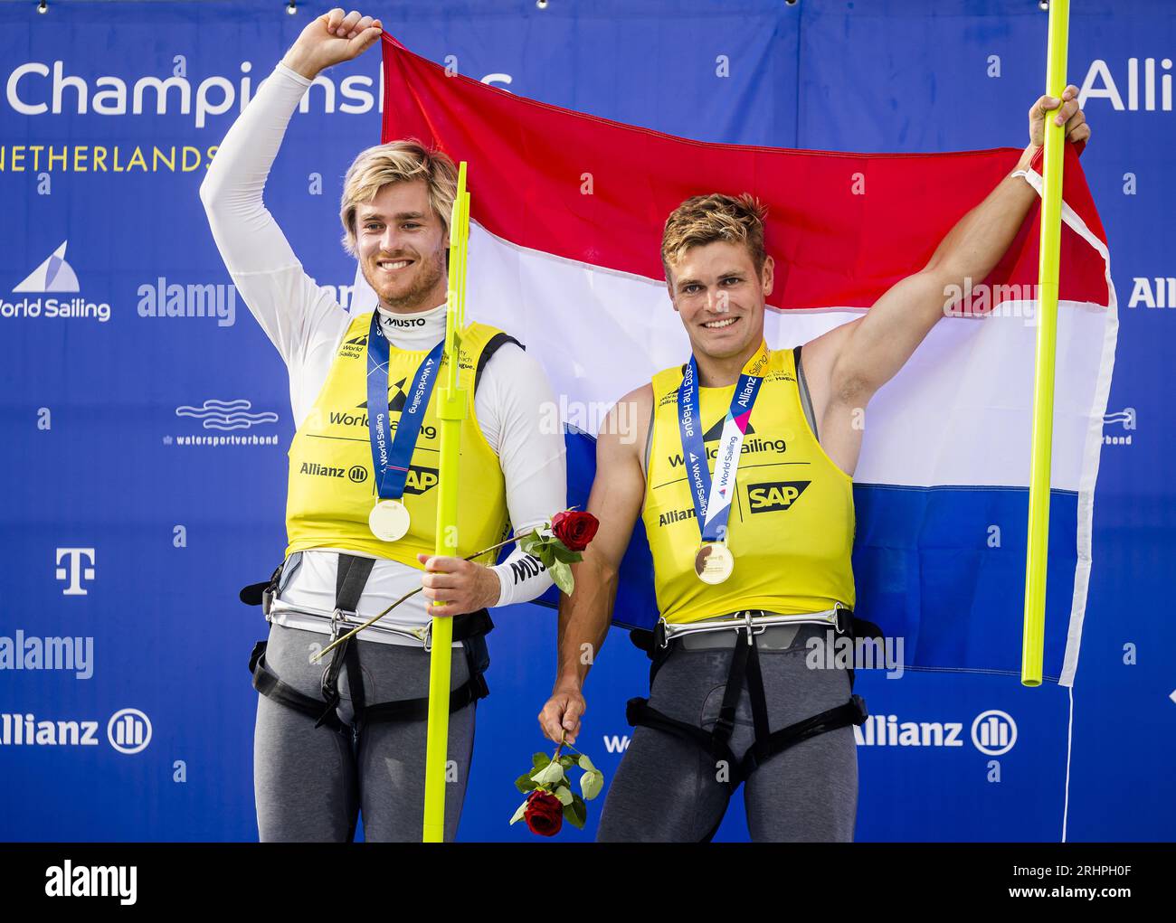 SCHEVENINGEN - Bart Lambriex and Floris van de Werken of the Netherlands during the medal ...