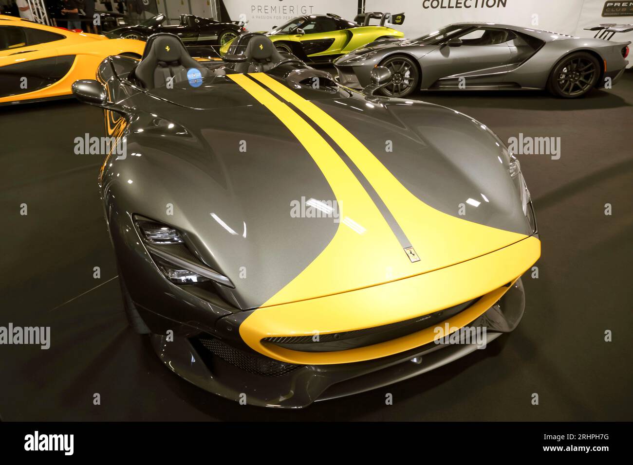 Three-quarter Front view of a Ferrari Monza SP-2, on display in the ...