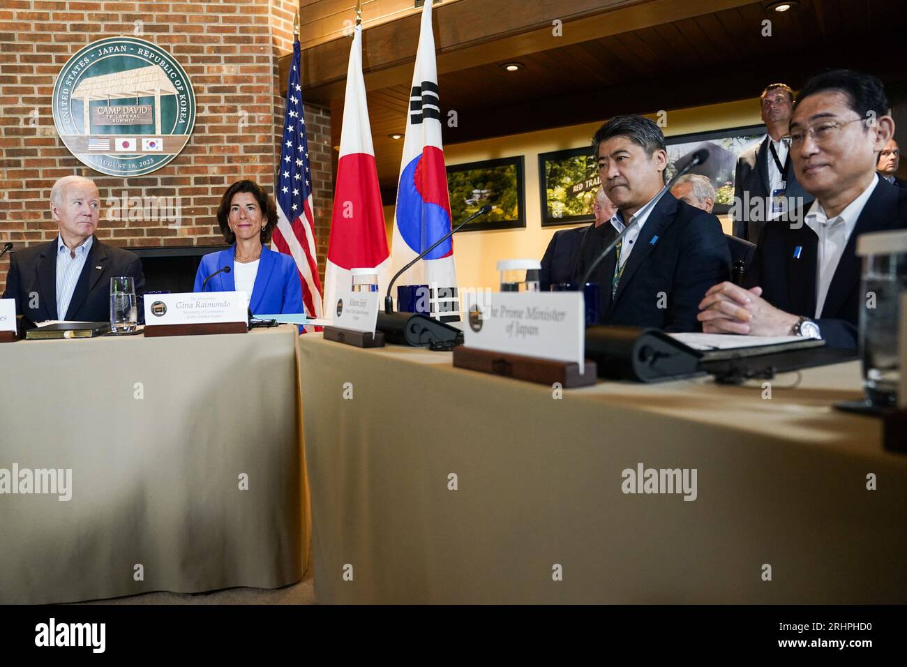 Camp David, United States. 18th Aug, 2023. U.S. President Joe Biden (L ...