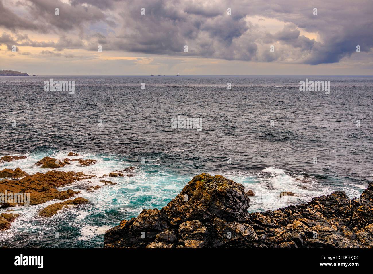 Looking south from Cape Cornwall towards Land's End and Longships ...