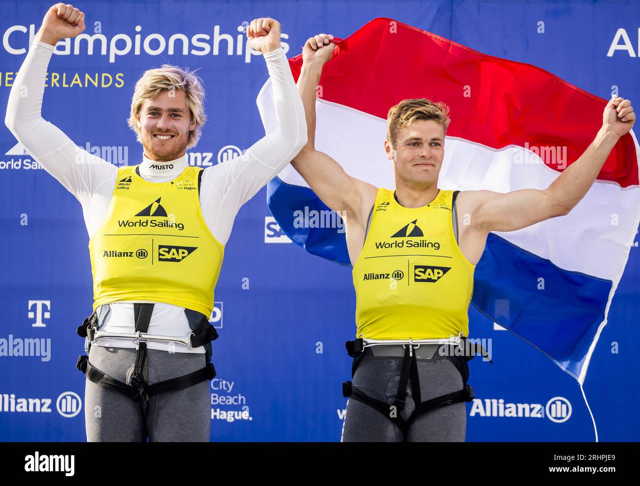 SCHEVENINGEN - Bart Lambriex and Floris van de Werken of the Netherlands during the medal ...