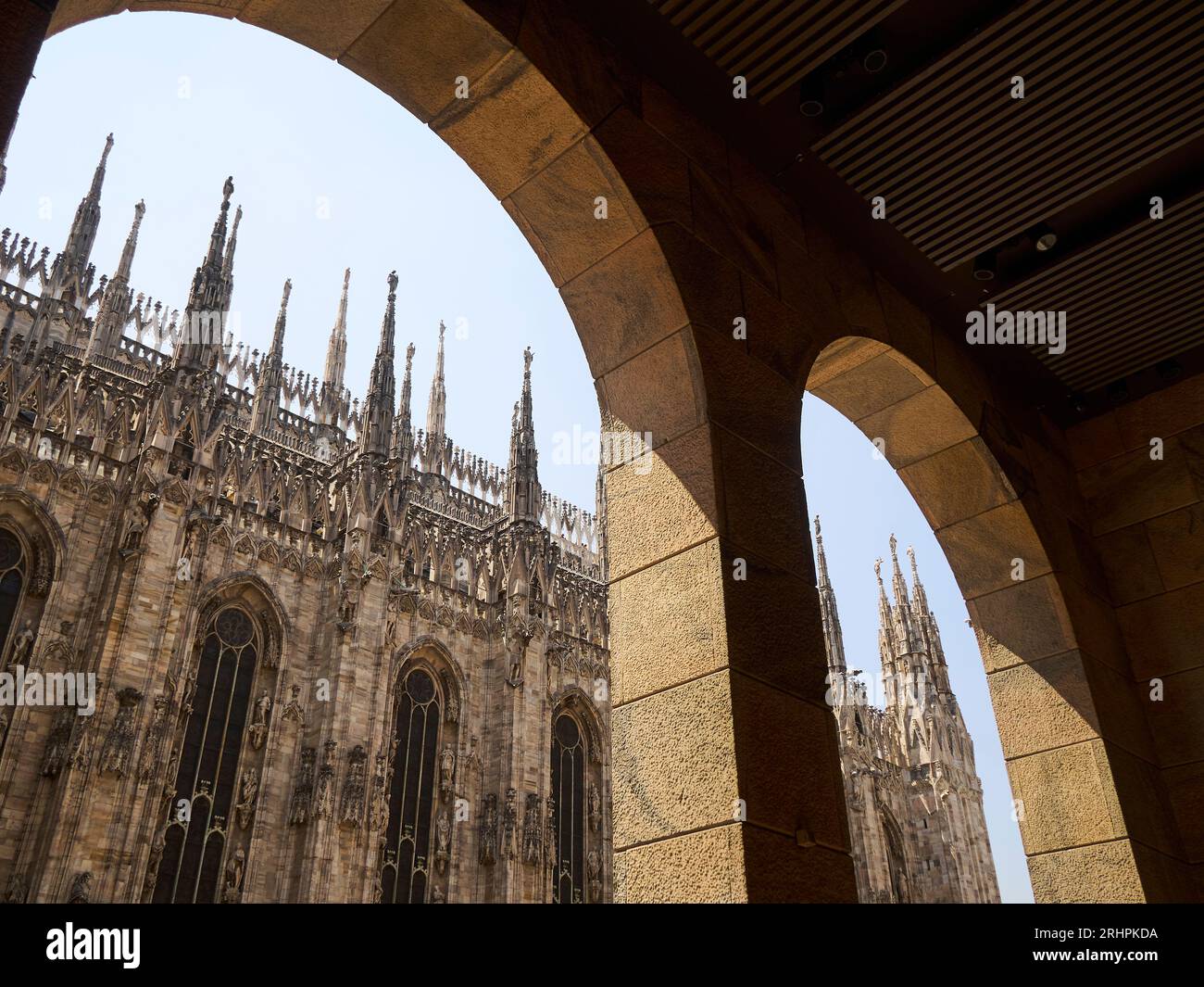 The duomo of Milan, Italy, viewed from the portico of the Galleria ...