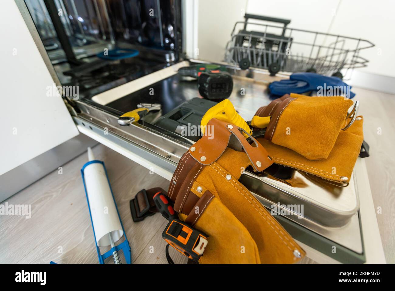 dishwasher door removed for repair, breakdown of kitchen appliances ...