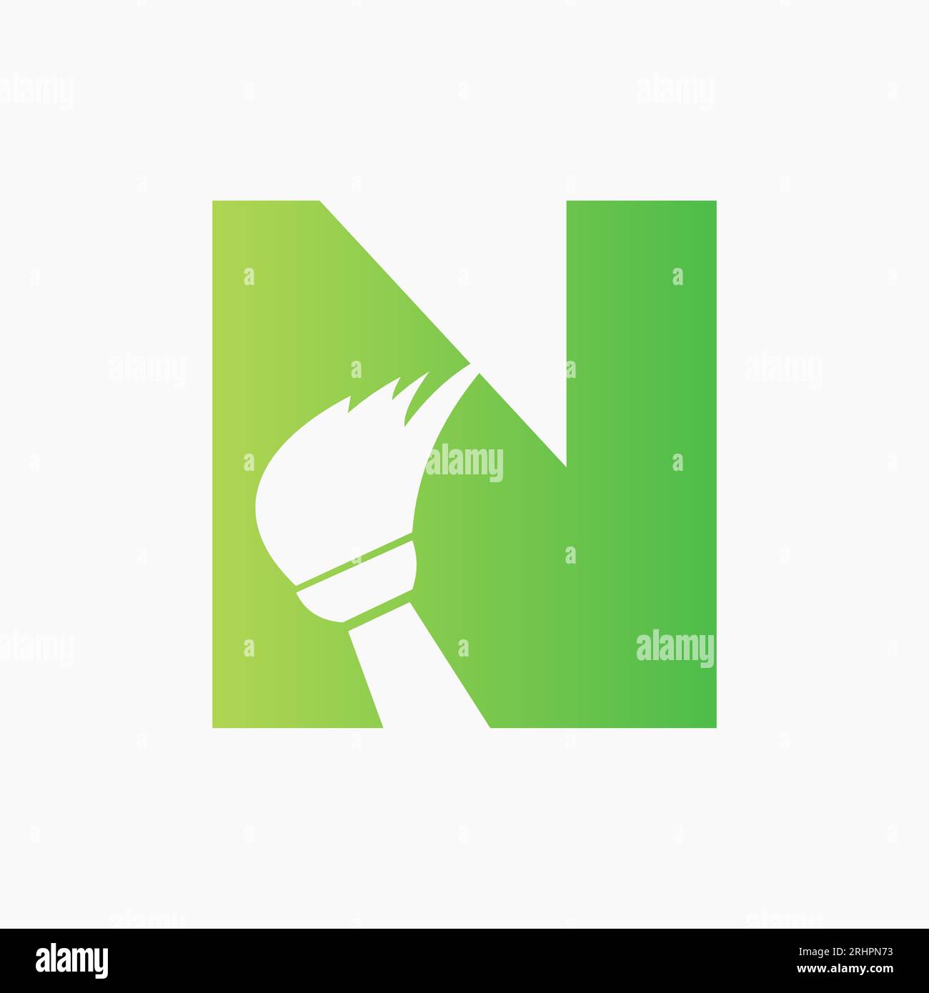 Letter N House Cleaning Logo Concept With Clean Brush Icon. Maid ...