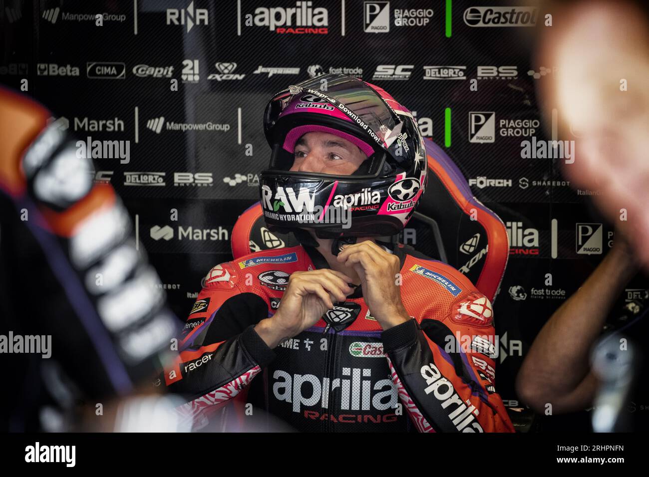 Aleix Espargaro Aprilia rider concentrate before the first practise ...
