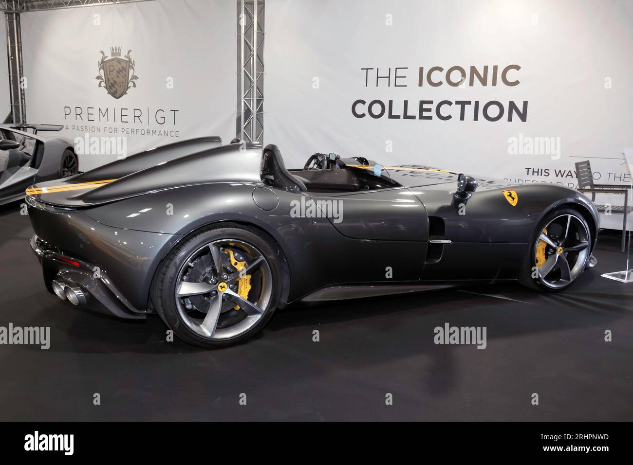 Side view of a Ferrari Monza SP-2, on display in the Premier GT area of ...