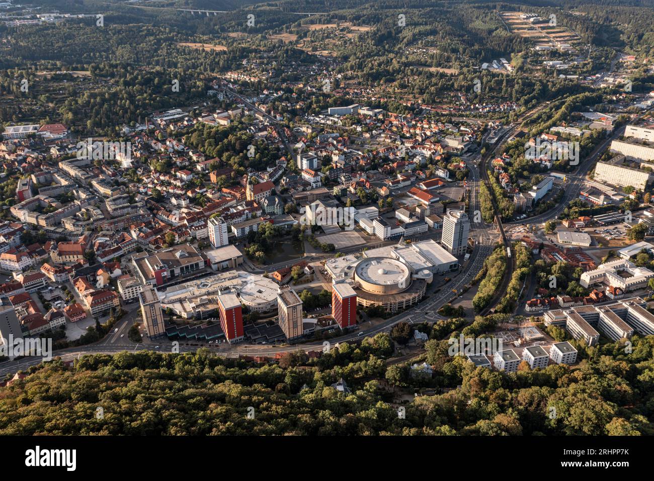 Germany, Thuringia, Suhl, city, houses, Congress Centrum, Kreuzkirche ...