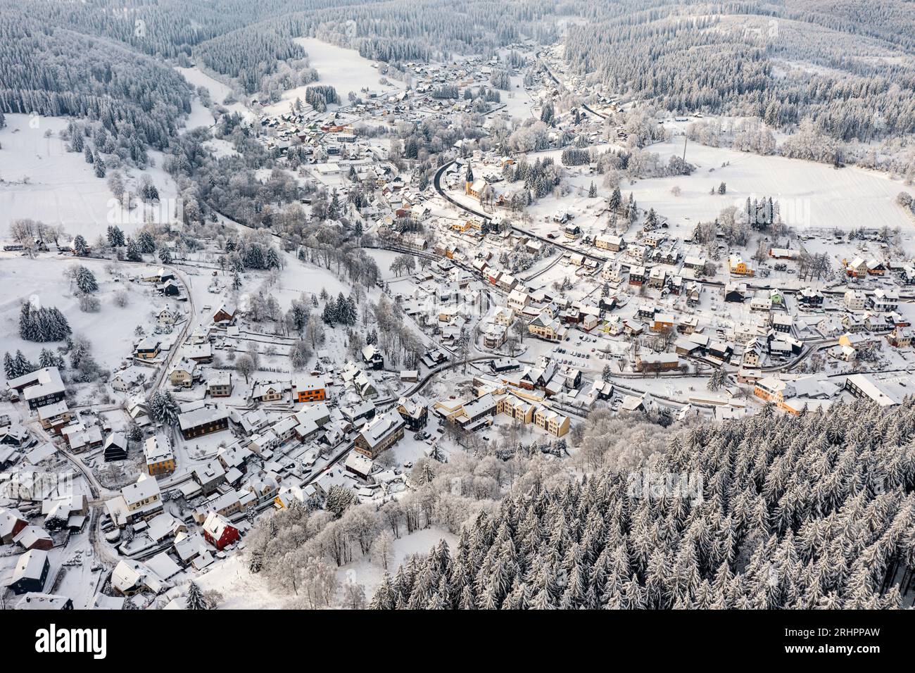 Germany, Thuringia, Ilmenau, Stützerbach, village, forest, mountains ...