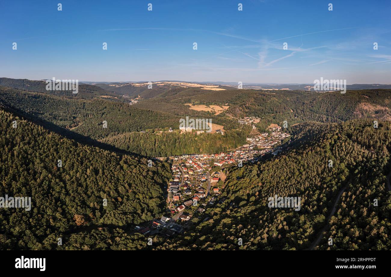 Germany, Thuringia, Schwarzburg, small town, castle, landscape, valleys ...